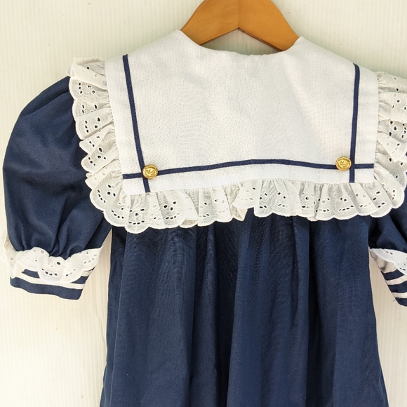 Vintage | Dresses | Vintage Piquenique Girls Blue Nautical Sailor Dress ...